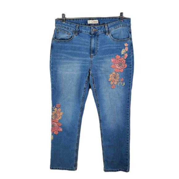 Dittos | Jeans | Dittos Floral Embroidered Flowers Blue Jeans Sz 4 ...